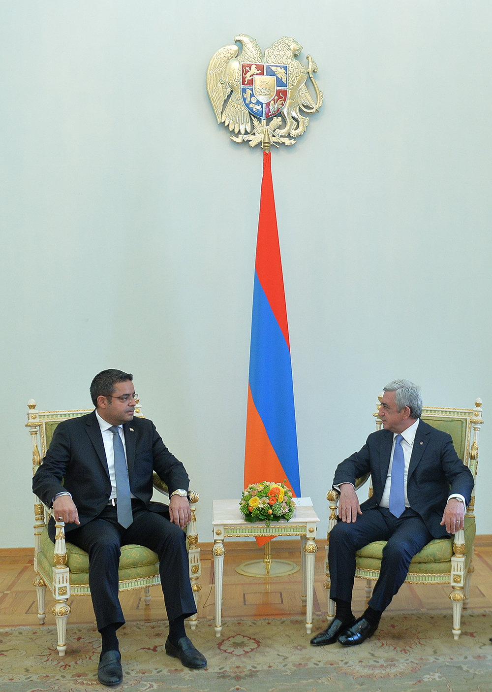 Newly appointed Syrian Ambassador Mohammad Ahmad Haj Ibrahim hands ...